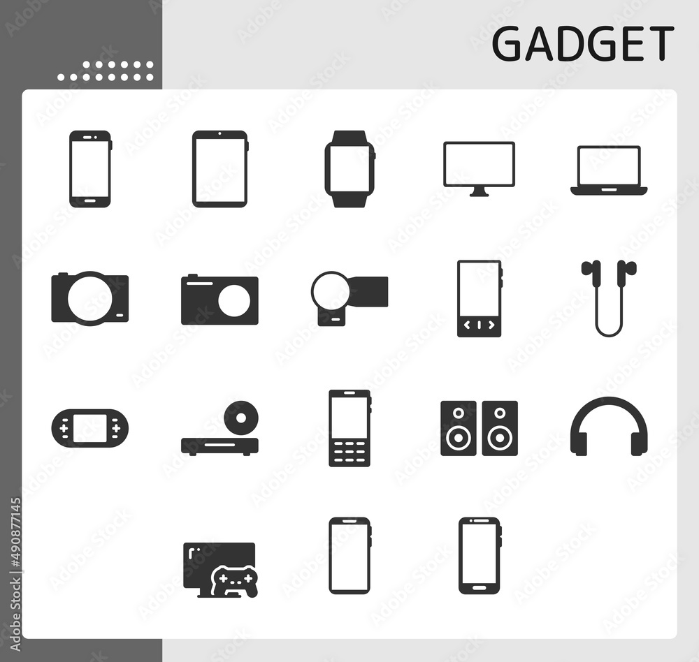 gadget icon set, isolated glyph icon, perfect for web, graphic design ...