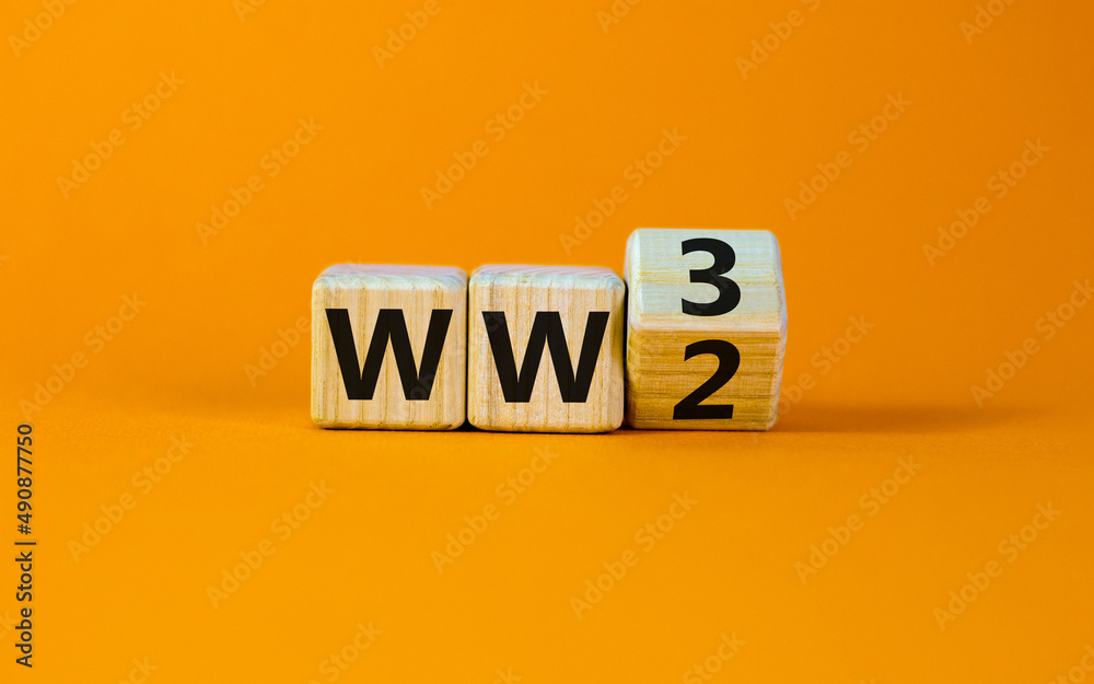 WW3 world war 3 symbol. Turned the wooden cube and changed the concept ...