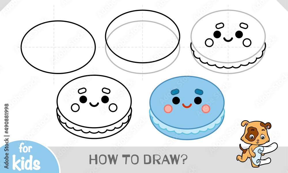 How to draw macaroon biscuit for children. Step by step drawing ...