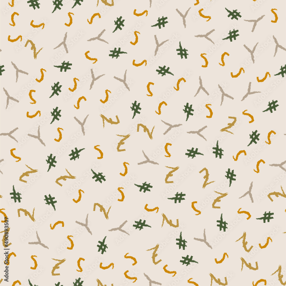 Cute alphabet seamless pattern with crayon handwritten doodles and boho ...
