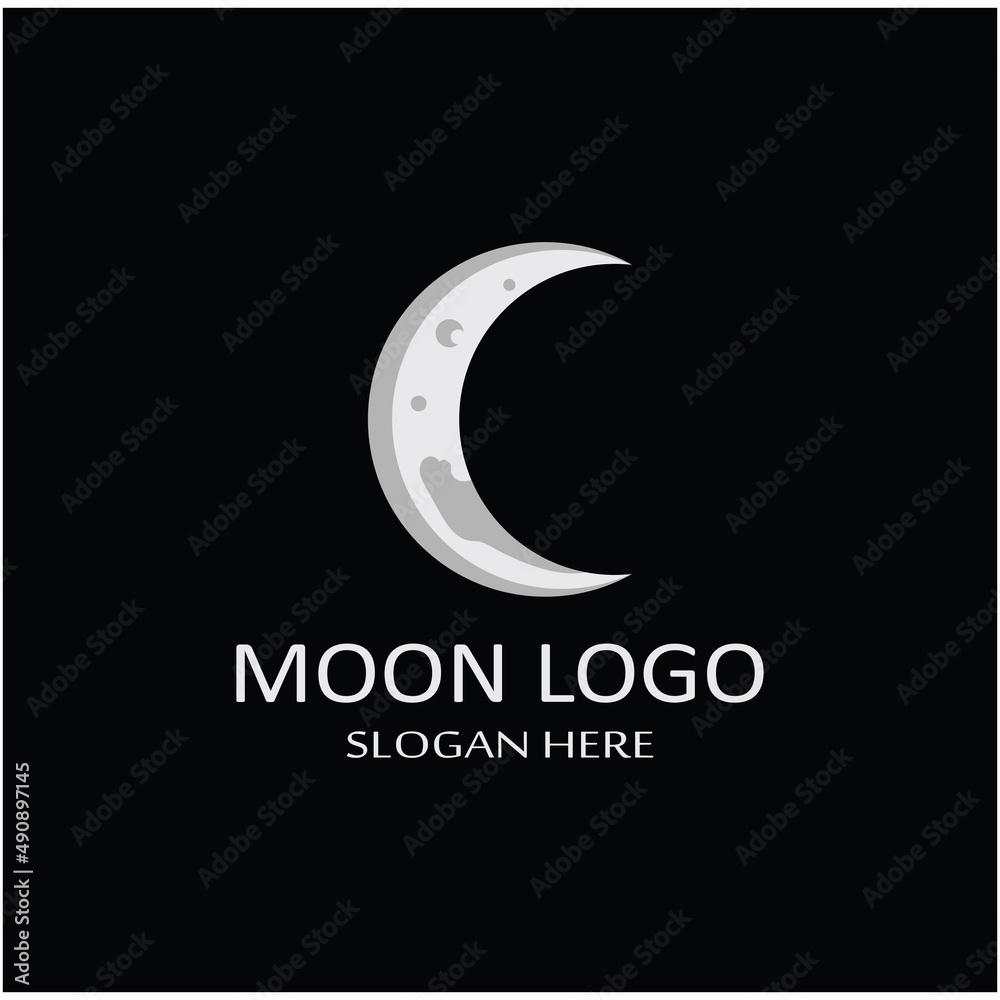 full moon and half moon logo, using logo vector icon concept design and ...