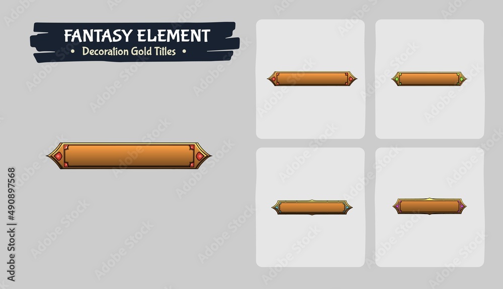 Vetor de Decoration Gold Title Banner Fantasy game assets- Vector ...