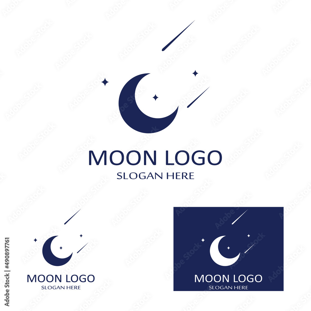 full moon and half moon logo, using logo vector icon concept design and ...