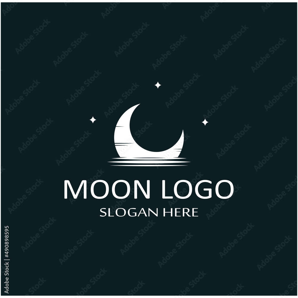 full moon and half moon logo, using logo vector icon concept design and ...