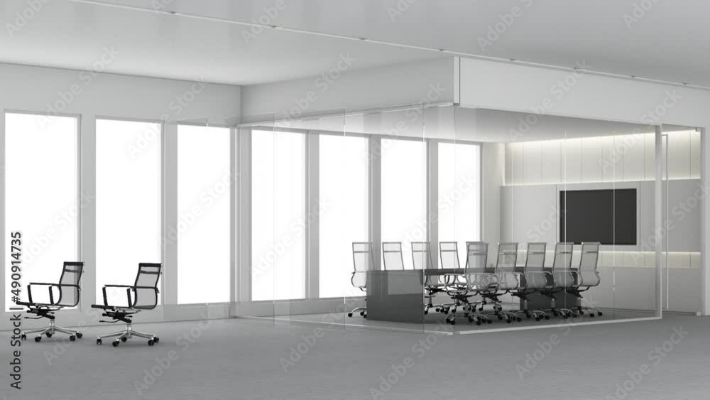 build up contemporary spacious office room interior with city view and ...