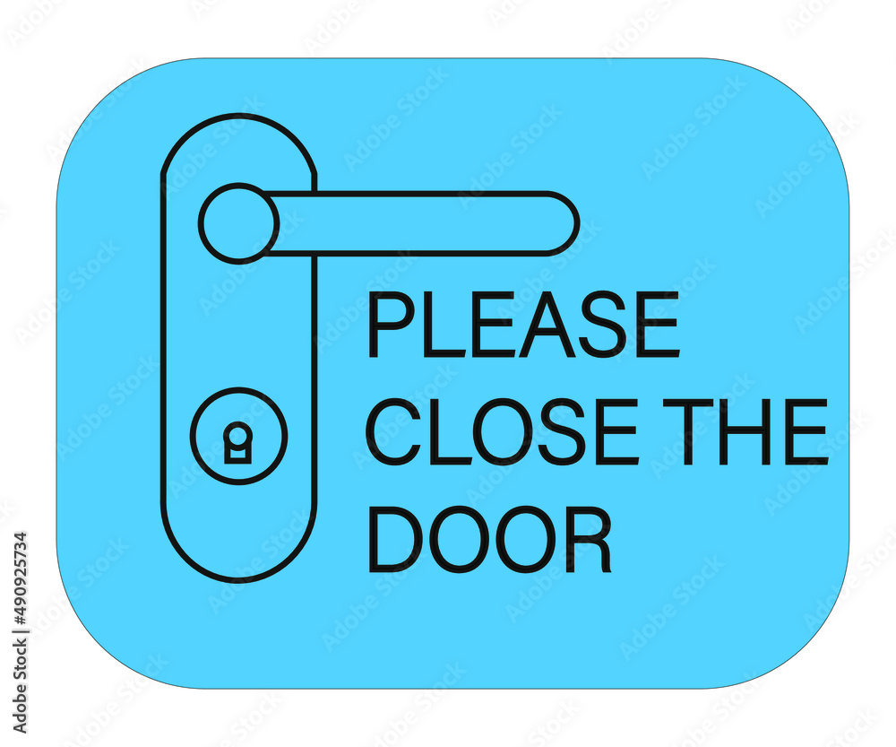 manual closing door vector information and text. blue with white ...