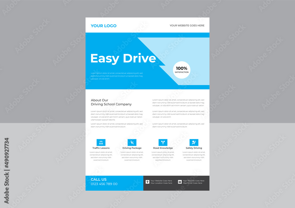 Vetor de Driving school business flyer template, Drivers education ...