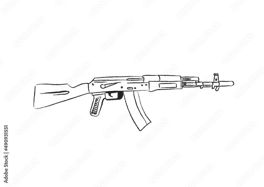 military rifle drawing Stock Vector | Adobe Stock