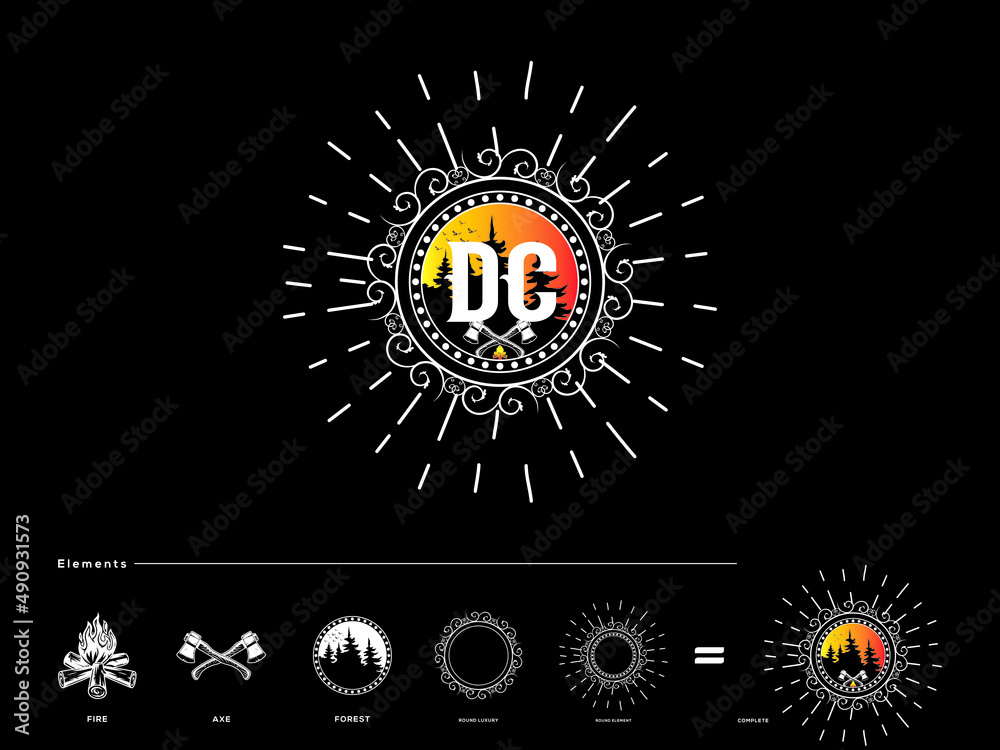 Vintage DC Logo, Luxury dc emblem style vector logo icon for Forest Axe ...