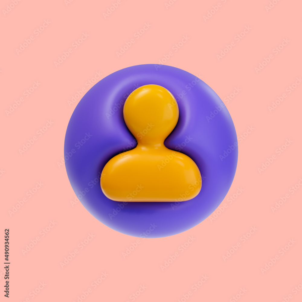 cartoon look user icon 3d render concept for person human information ...