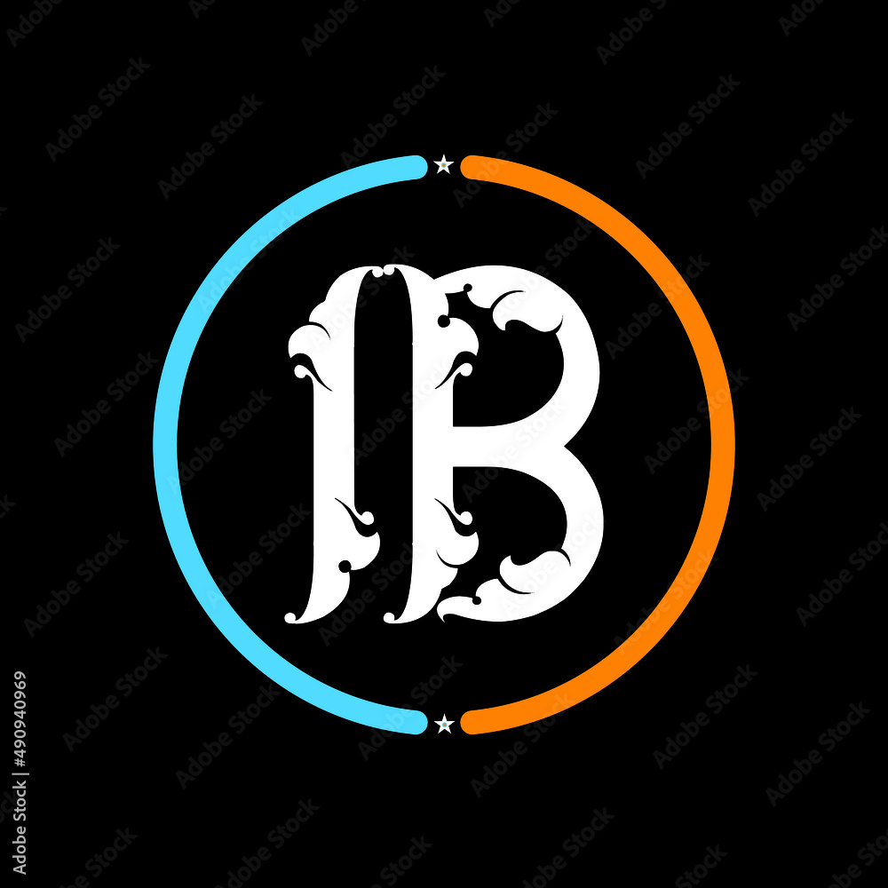 IB Letter Logo. black background. Stock Vector | Adobe Stock