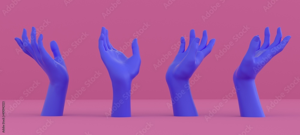 3D illustration of hand models suitable for product placement, showing ...