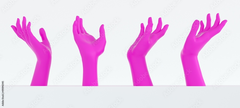 3D illustration of hand models suitable for product placement, showing ...