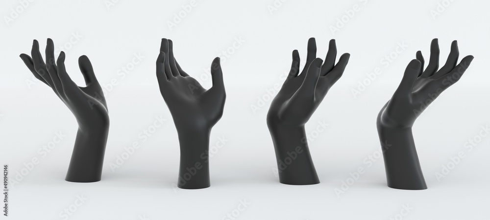 3D illustration of hand models suitable for product placement, showing ...
