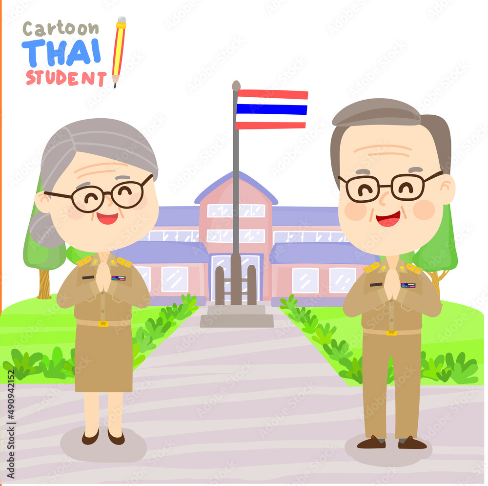 Cartoon Cute Thai Teacher Character. Stock Vector | Adobe Stock