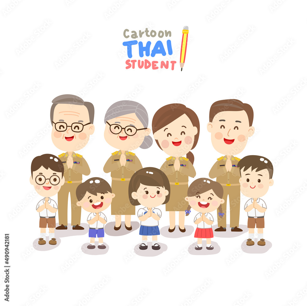 Cartoon Cute Thai Teacher Character. Stock Vector | Adobe Stock
