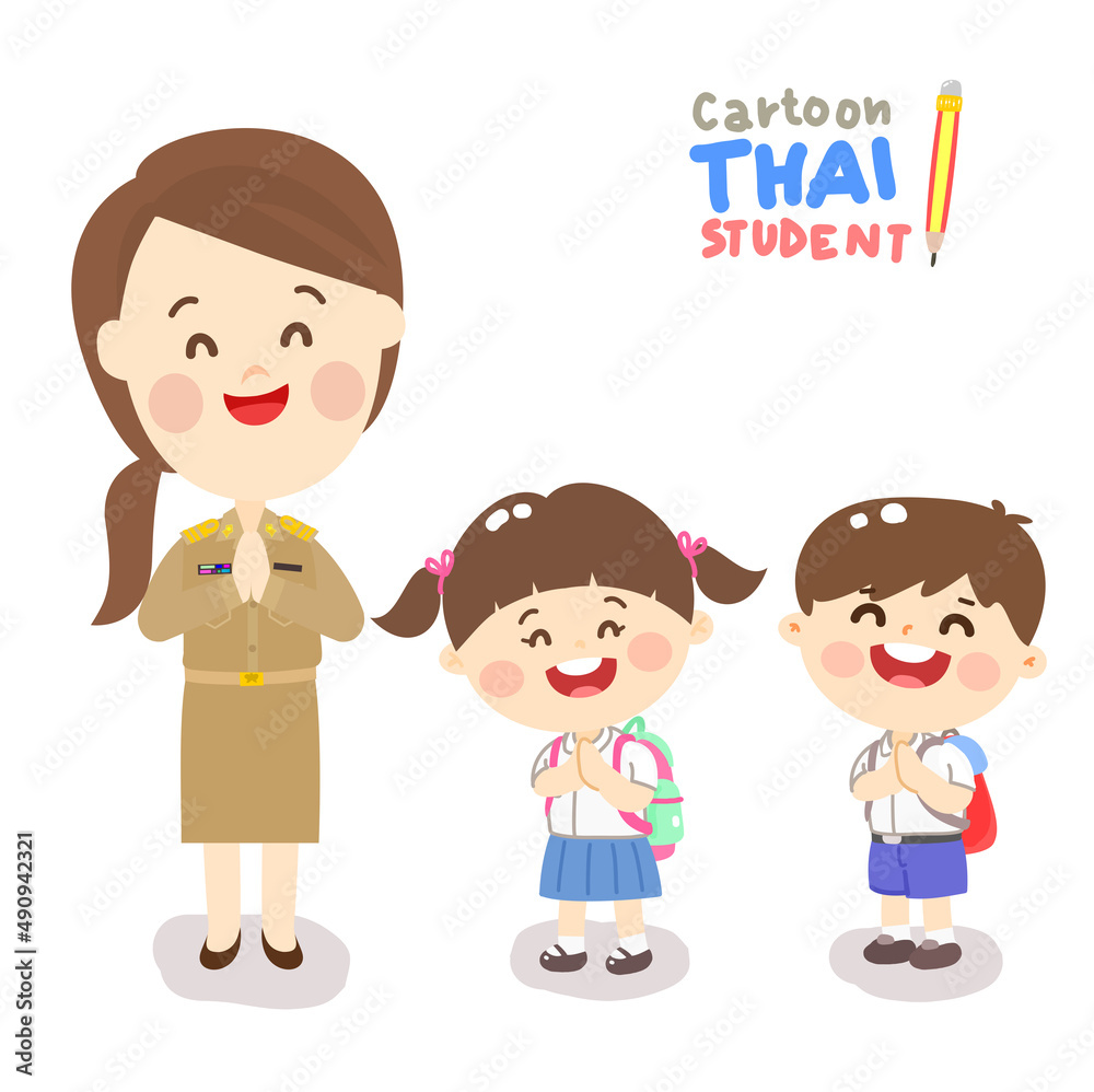 Cartoon Cute Thai Teacher Character. Stock Vector | Adobe Stock
