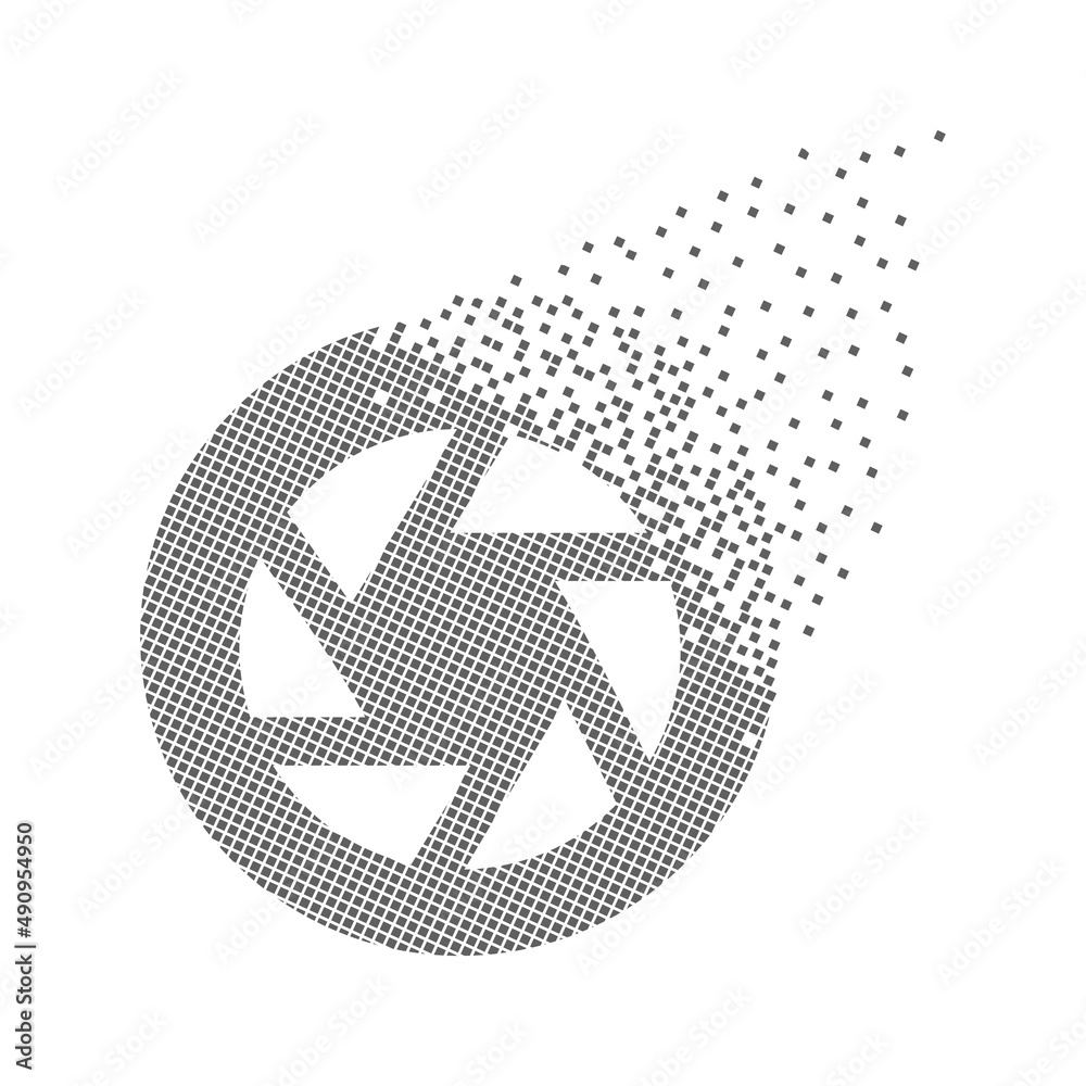 Optical aperture icon pixel dots. Camera, lens and optical pixel art ...