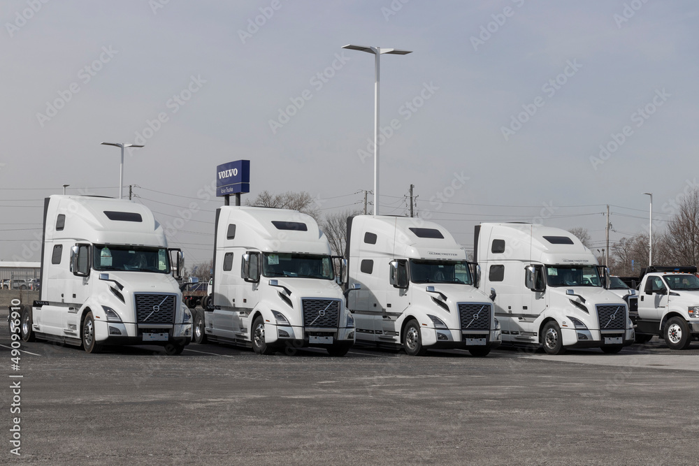 Volvo Semi Tractor Trailer Truck display at a dealership. Volvo Trucks ...