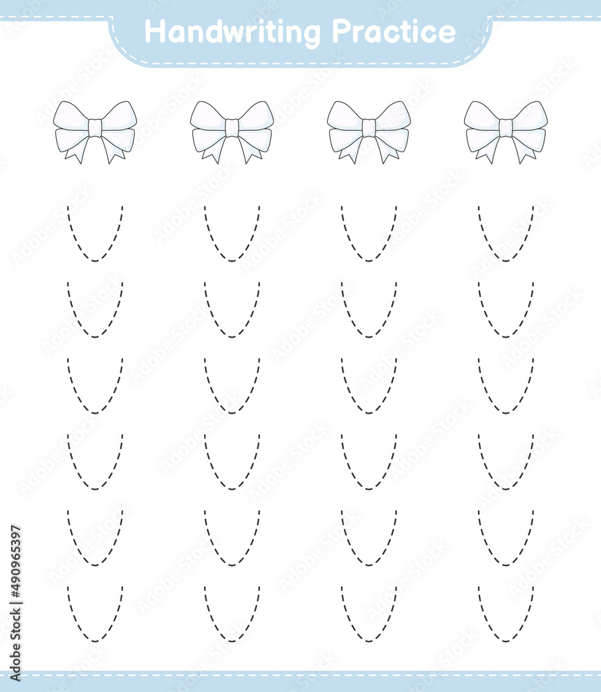 Handwriting practice. Tracing lines of Ribbon. Educational children ...