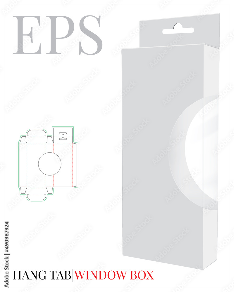 Hang tab box template, Vector with die cut, laser cut layers. Hang tab ...