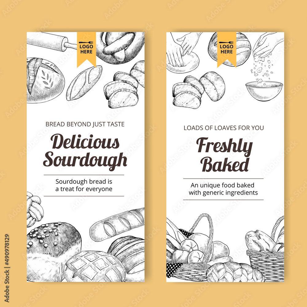 Flyer template with sourdough concept,sketch drawing style Stock Vector ...