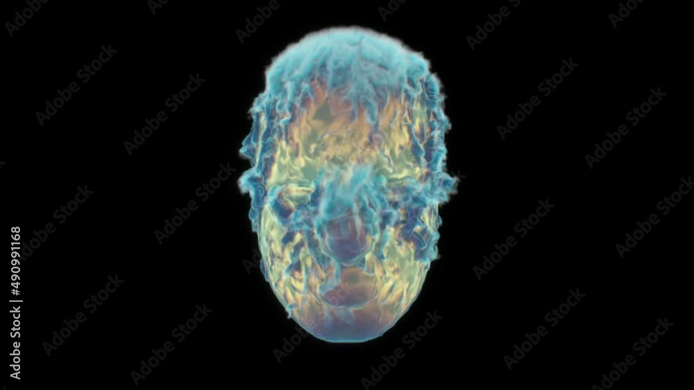 Jets of thick smoke wrap around the red-hot head of a person ...