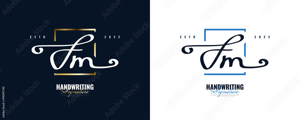 Initial F and M Logo Design with Elegant and Minimalist Handwriting ...