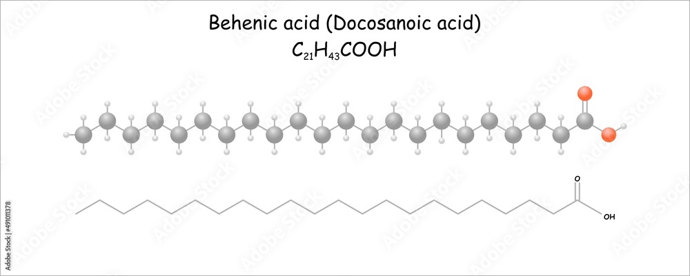 Stylized molecule model/structural formula of the unsaturated fatty ...