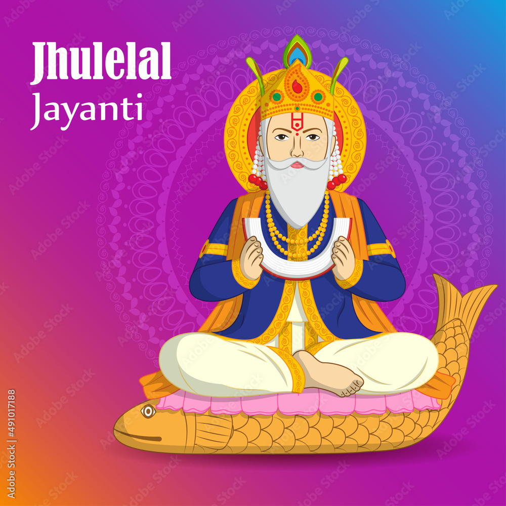 vector illustration for Lord Cheti Chand Jhulelal Jayanti, sindhi Hindu ...