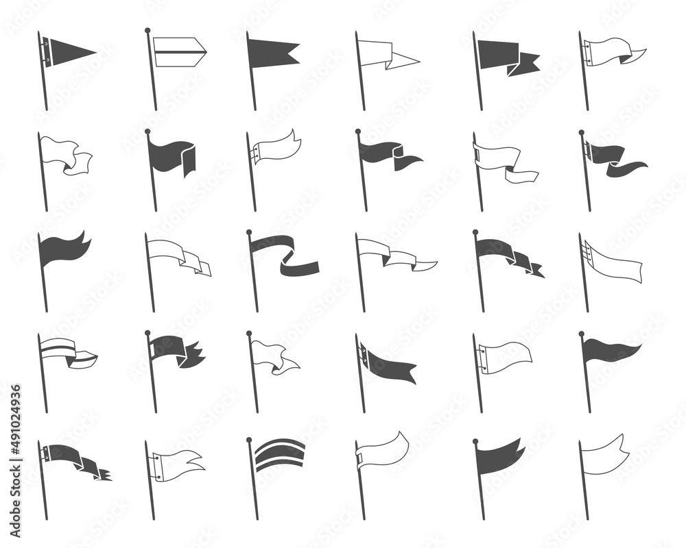 Vecteur Stock Pennant emblem. Vintage waving flag logo, simple black ...