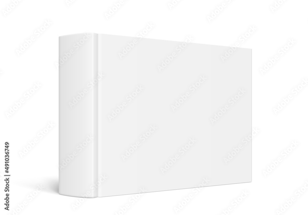 Vector Mockup Of Standing Horizontal Hardcover Book With White Blank