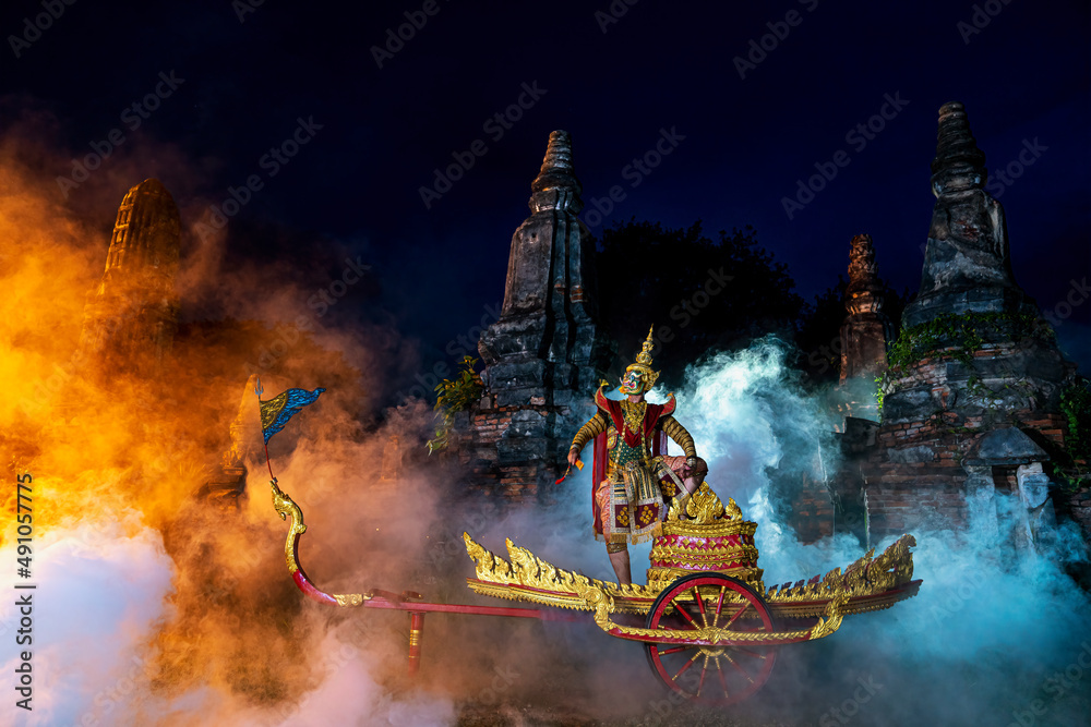 Ravana actor. Ramayana story. The battle of Rama, Prangsorn. Thailand ...