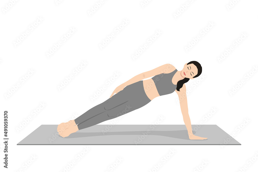 Forearm Side Plank Pose Arm Down. Beautiful girl practice Forearm ...