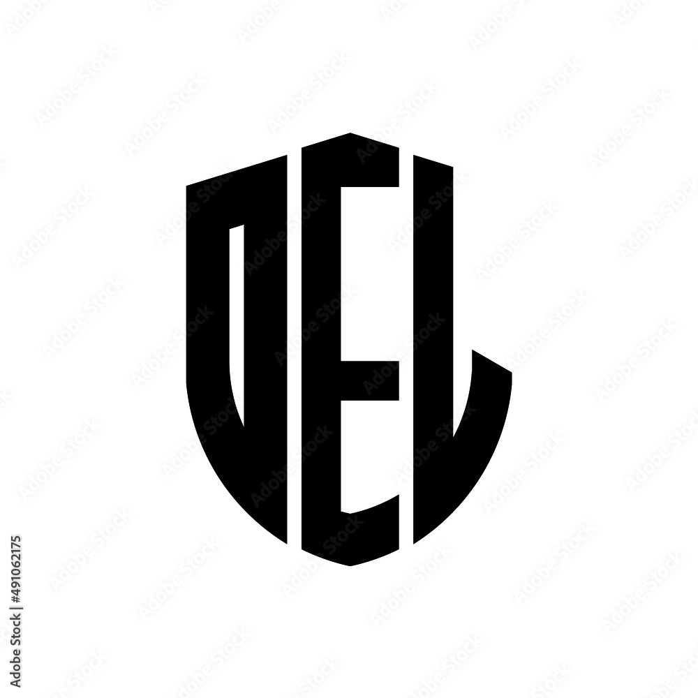 DEL letter logo design. DEL modern letter logo with black background ...