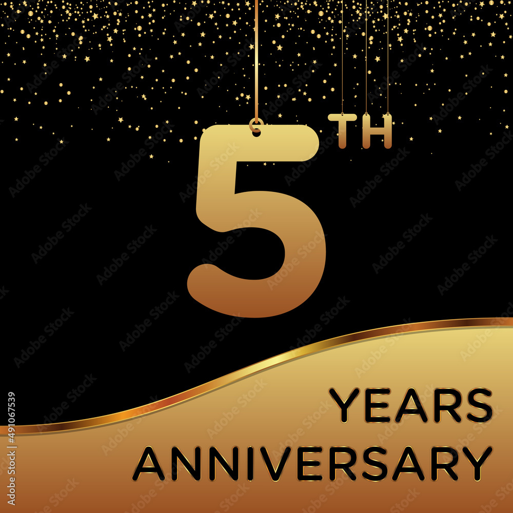 5th years anniversary, vector design for anniversary celebration with ...
