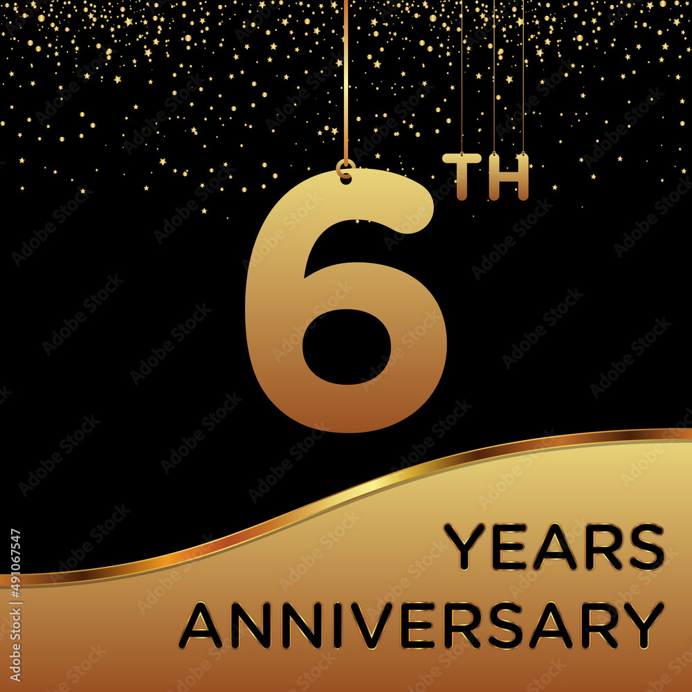 6th years anniversary, vector design for anniversary celebration with ...