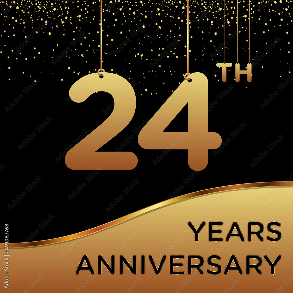 24th years anniversary, vector design for anniversary celebration with ...