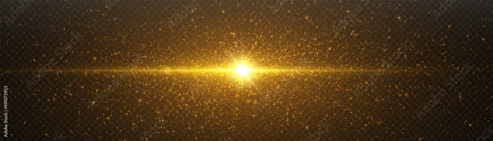 Bright light effect with rays and highlights for vector illustration ...