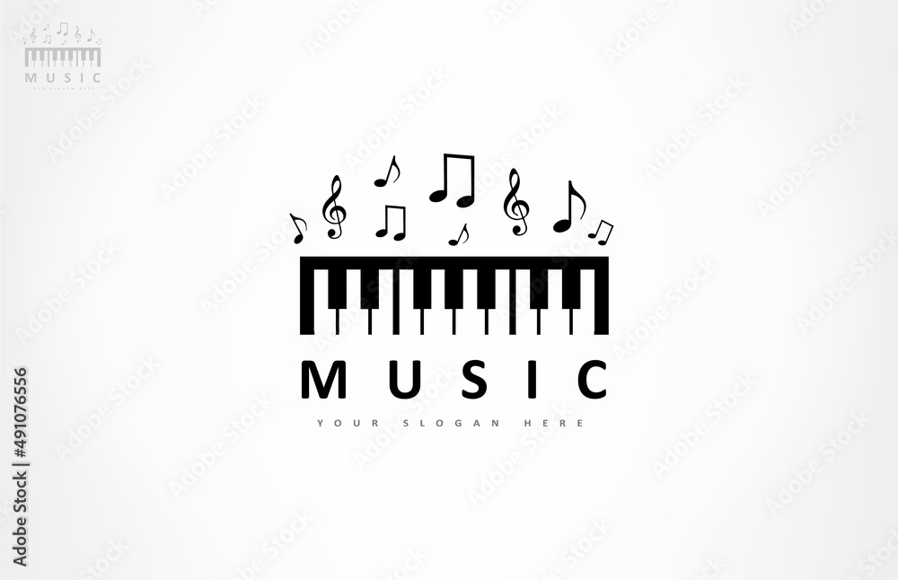 Piano keys and musical keys logo. Design music logo. Stock Vector ...
