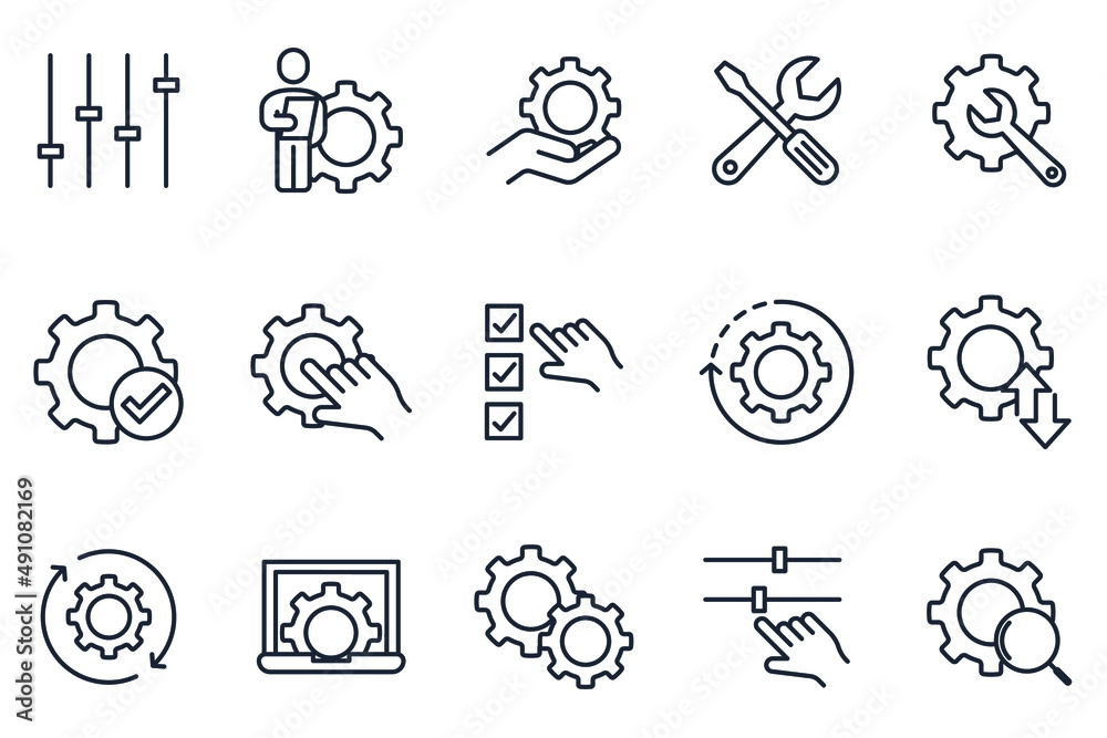 set of Setup and Settings elements symbol template for graphic and web ...