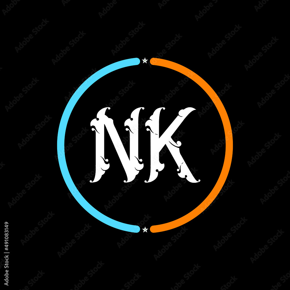 NK Letter Logo design. black background. Stock Vector | Adobe Stock