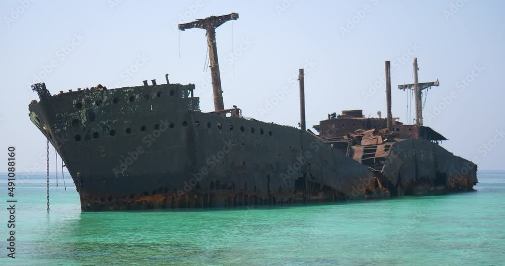 ship wreck stranded near shore - old sunken ship stuck in coral reef 2 ...