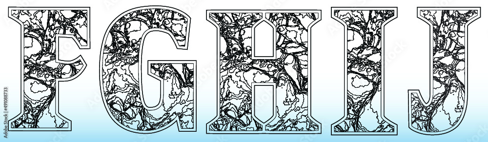 Hand drawn alphabet letters vector. lettering alphabet line art style ...