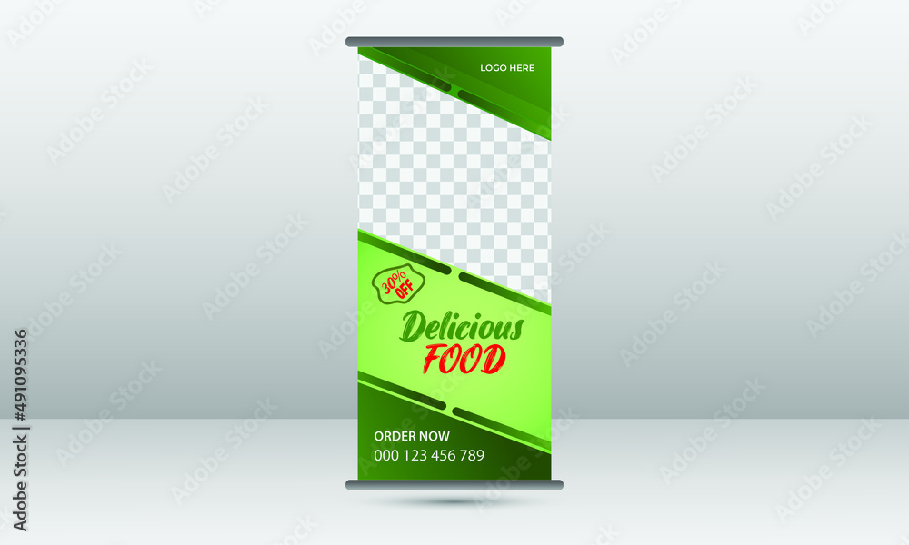 Food Roll Up Banner Design Stock Vector | Adobe Stock