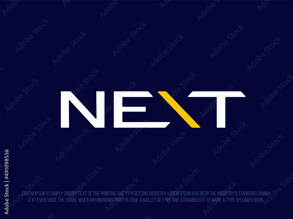 Modern professional logo lettering next with an arrow inside Stock ...