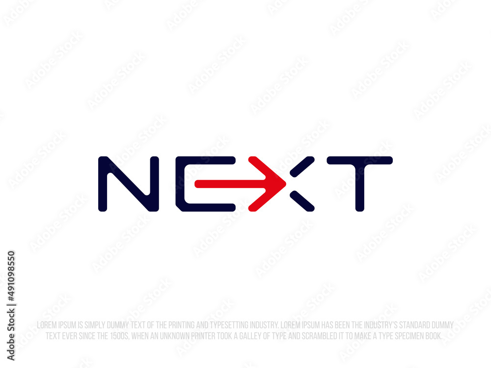 Modern professional logo lettering next with an arrow inside Stock ...