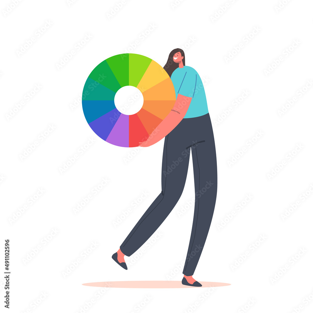 Professional Designer Female Character Carry Color Palette for Choosing ...