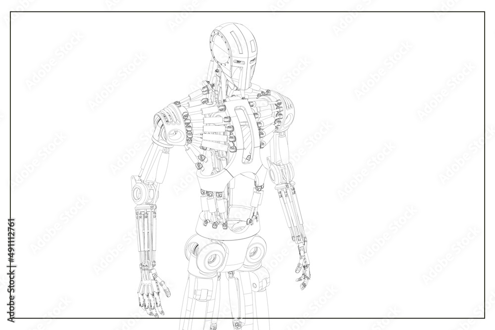 3D design of a humanoid robot. Stock Illustration | Adobe Stock