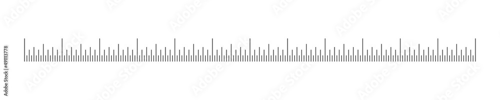 Horizontal scale of thermometer, ruler, tape. Measuring tool template ...